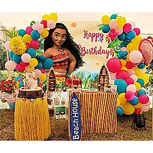 7x5ft Moana Birthday Party Backdrop Photo Summer Sea Moana Background Photography Princess Girls Birthday Cake Table Decoration