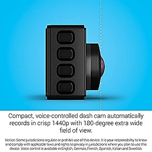 Garmin Dash Cam 67W, 1440p and Extra-Wide 180-degree FOV & Dash Cam Mini 2, Tiny Size, 1080p and 140-degree FOV, Monitor Your Vehicle While Away w/ New Connected Features, Voice Control