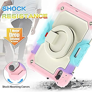 Timecity iPad Mini 6 Case (iPad Mini 6th Generation Case 8.3 inch 2021): with Strong Protection, Screen Protector, Handle, Shoulder Strap, 360° Rotating Stand, Pencil Holder - Pink Camo