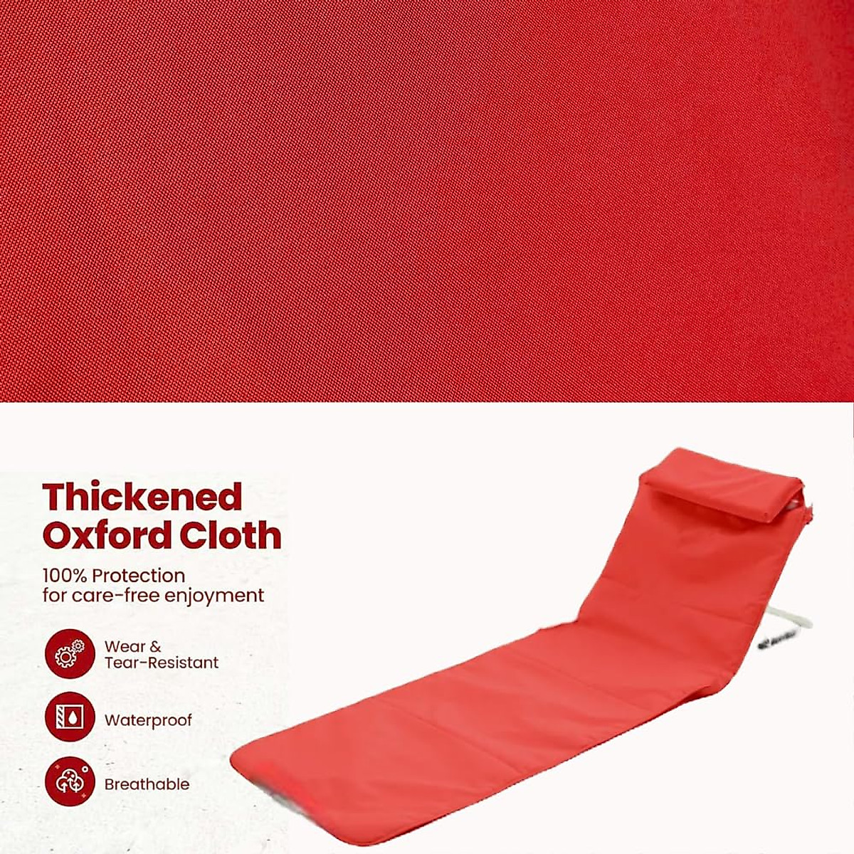 Leiky Life Portable Foldable Adjustable Waterproof Sand Resisstant Back Support Floor Pool Beach Tanning Camping Grass Lounge Chaise Chair