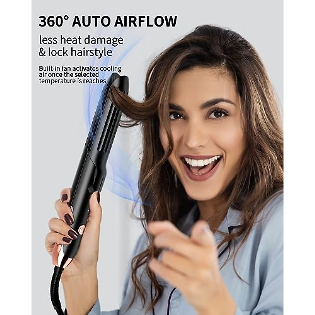SAVSOW Curling Iron Airflow Styler, Hair Straightener and Curler 2 in 1, Ceramic Flat Iron Curling Iron with 360° Cooling Air Vents Dual Voltage