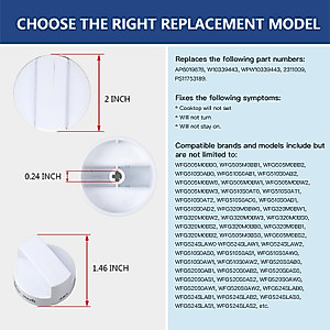 W10339443 Gas Range Knob White, Surface Burner Knob Replacement Part Fit for Whirlpool Range/Stove/Oven – Replaces WPW10339443, AP6019878, 2311009, PS11753189 (4 Pack)