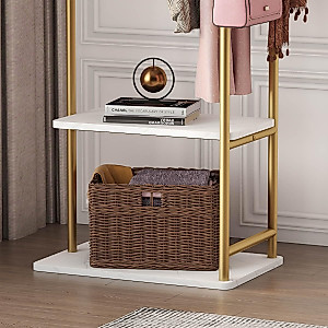 LBSLMJB Gold Metal Clothing Rack for Hanging Clothes Rack, Marble Base Heavy Duty Garment Racks for Organizer Hanging Clothes, Coats, Bag, Skirts, Shirts