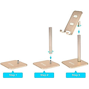 Urmust Cell Phone Stand Angle Adjustable Phone Stand for Desk Phone Holder for Office Tablet Stand Compatible for iPhone 15 14 13 12 11 Pro Max X Xr 8 Plus 7 6(Light Gold)