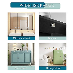 Stargallery Round Crystal Self Stick Knobs 1-3/5 Inch 40mm Diameter Crystal Knobs Cabinet Knobs Replacement Knob with Adhesive for Cabinet Mirror Cupboard Window Glass Sliding Door Drawer (2, Sliver)