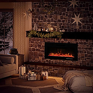 36" Electric Fireplace Inserts Wall Mounted Fireplace with [3D Flame] [Wall Mounted] [Remote Control] for The Living Room Bedroom Indoor, Black
