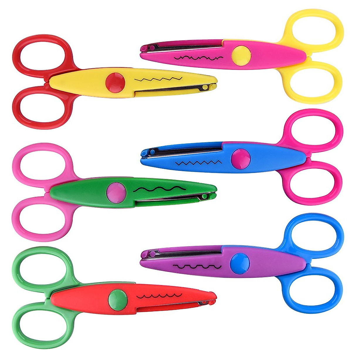 KUUQA 6 Pcs Kids Safety Scissors Art Craft Scissors Set for Kids and Students Paper Construction Supplies