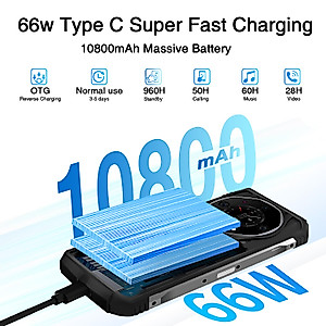 DOOGEE S110 Rugged Smartphone Unlocked,22GB+256GB Helio G99,Dual Screen,10800mAh/66W Rugged Phone,120Hz 6.6" FHD+,Android 13 Smartphone,50MP+24MP Night Vision,IP68/IP69K Waterproof Phone,NFC OTG