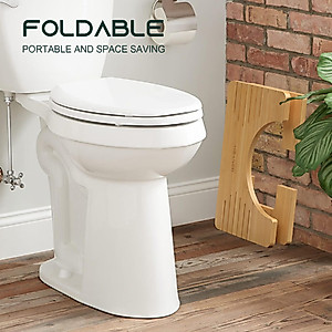 BEKVEM Bamboo Foldable Toilet Stool, 7" & 9" Adjustable Heights Squat, Poop Stool for Bathroom Adults Kids to Improve Bathroom Posture and Comfort, Potty Stool with Non-Slip Layer, 400 lbs Capacity