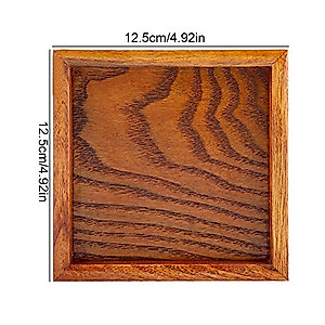Wooden tea tray, coffee/sushi/snack/tea serving tray for breakfast, square food serving plate for home Ottoman cafe restaurant shop(12.512.5cm)