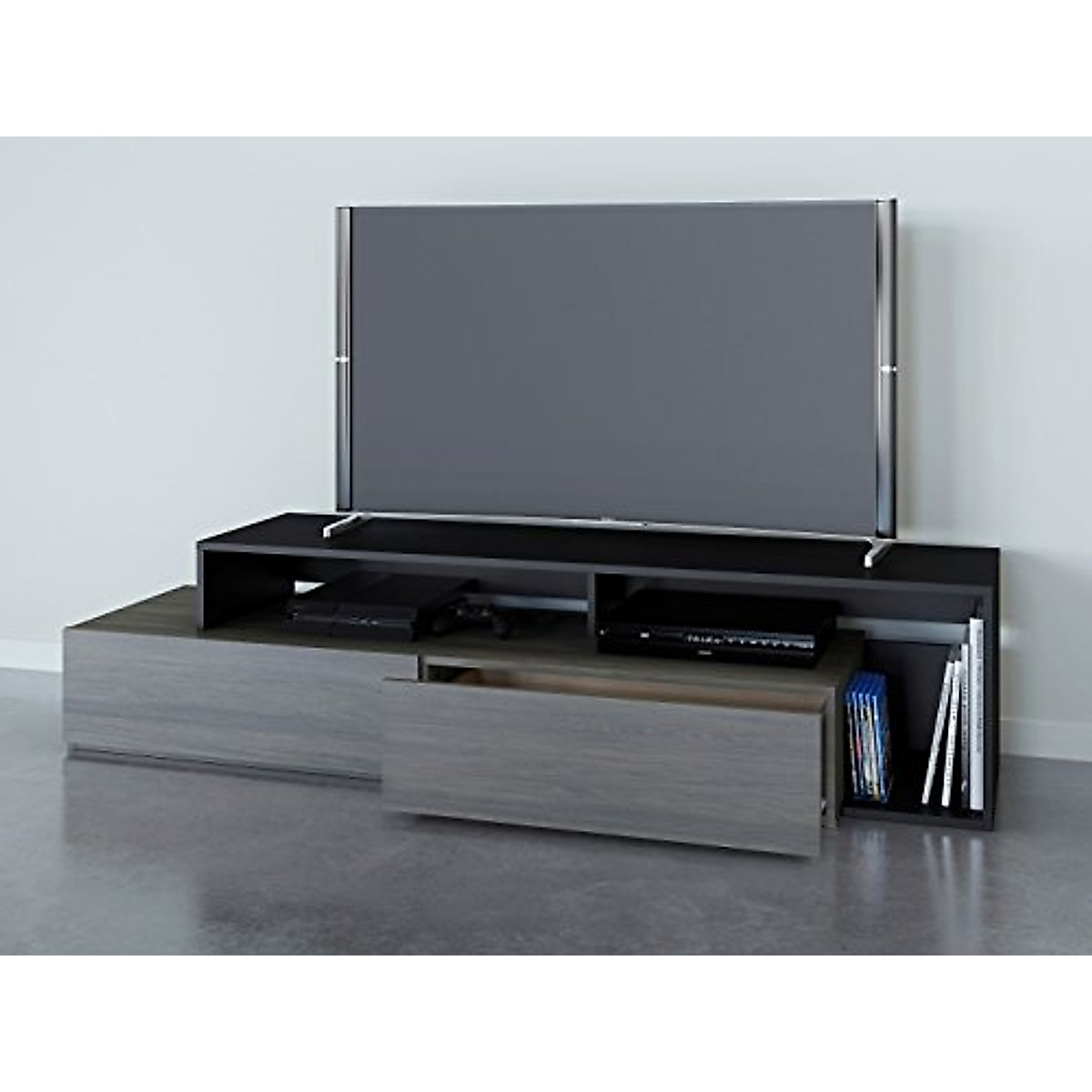 Nexera Tv Stand, 72", Bark Gray/Black