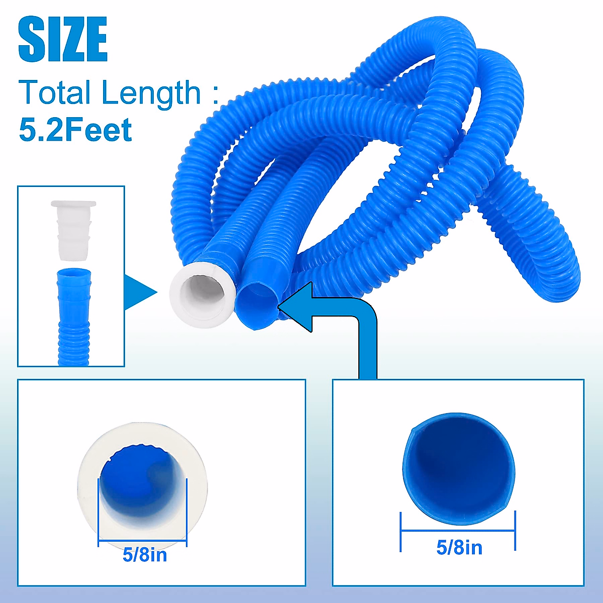 Air Jade 3/5'' Air Conditioner Drain Hose Connector Elbow Fitting with 5.2ft AC Water Drain Hose Kit, Replacement Parts for Mini Split Units and Window AC Units