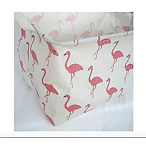Flamingo Rectangular Storage Basket, Collapsible Storage Basket, Waterproof Coated Storage Box with Handle. Used to Organize Children's Toys and Clothing, Books, Gift Baskets