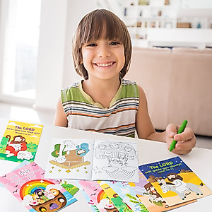 ANGOLIO 24Pcs Christian Religious Coloring Books Bulk for Kids DIY Art Drawing Book for Sunday School Prizes Back to School Classroom Rewards Church Activity Carnival Party Favors, 6 Styles