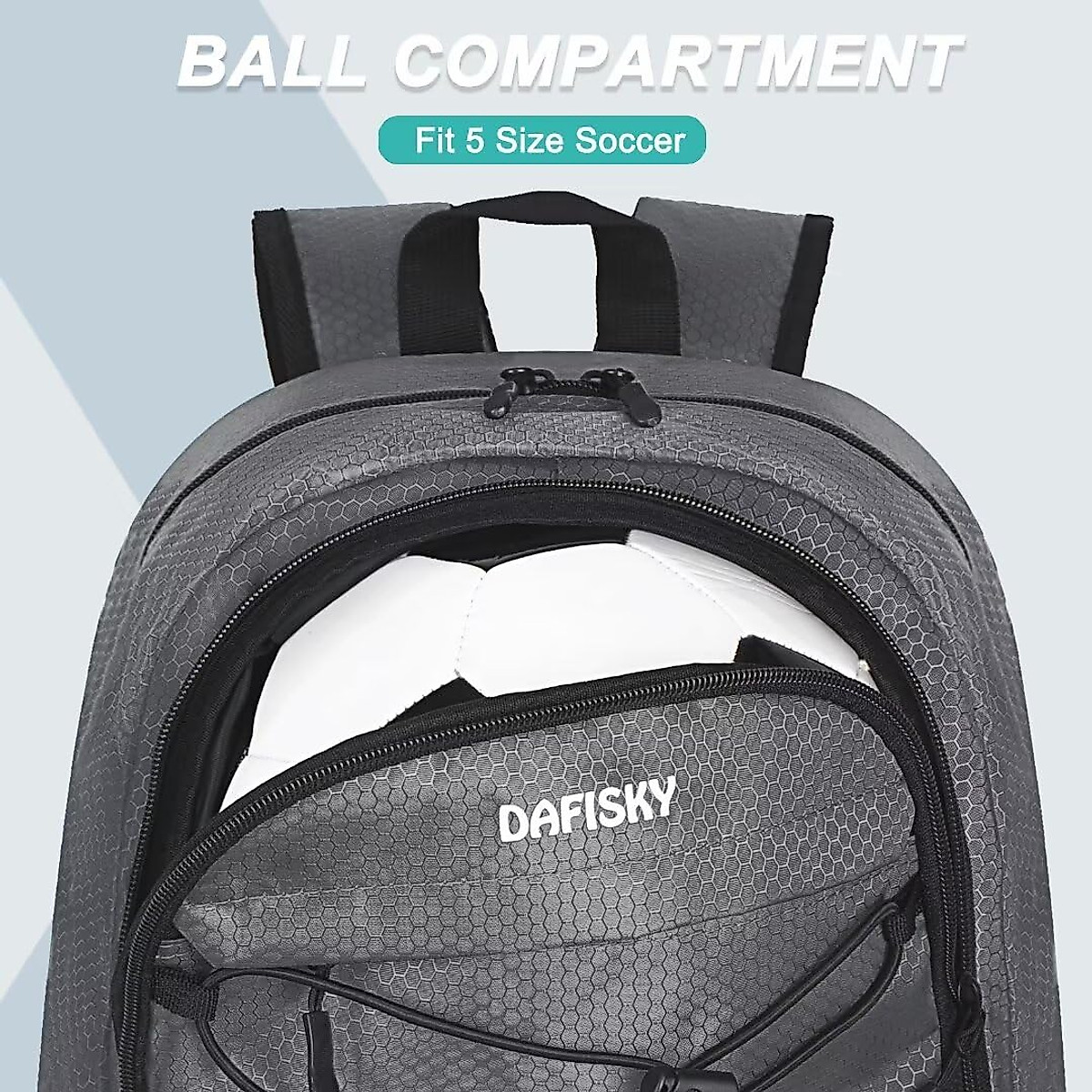DAFISKY Youth Soccer Backpack - Soccer Bag with Shoes and Ball Compartment Sports Bag for Basketball Volleyball Football, Gray
