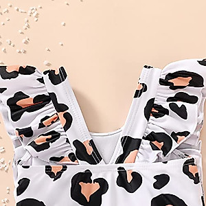 YOUNGER TREE Infant Baby Girl Swimsuit Plaid Beach Bikini Ruffles Swimwear Bathing Suit Outfits (3-6 Months, Leopard)