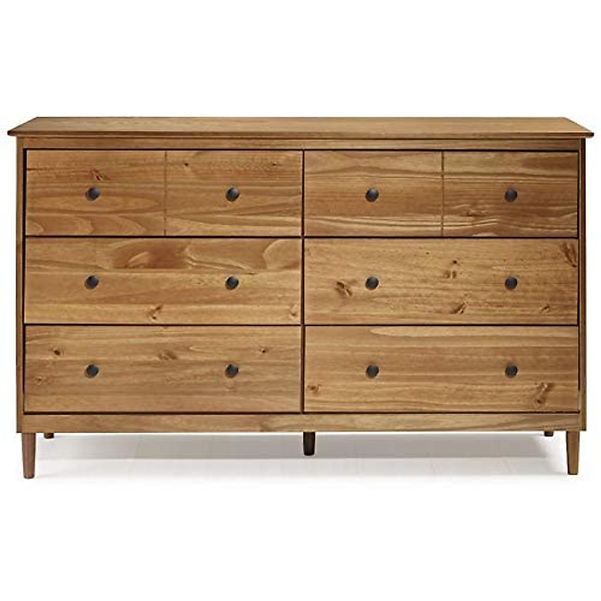 Walker Edison Wood Dresser Bedroom Storage Drawer Organizer Closet Hallway, 6 Drawer, Caramel