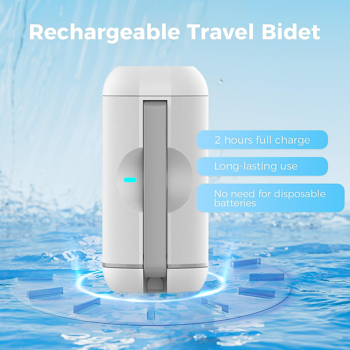 HEYAXA Portable Bidet, Rechargeable Electric Bidet for Baby, Women, Men, Handheld Sprayer Toilet Bidet for Personal Hygiene, Baby Care, Soothing Postpartum and Hemorrhoid Relief
