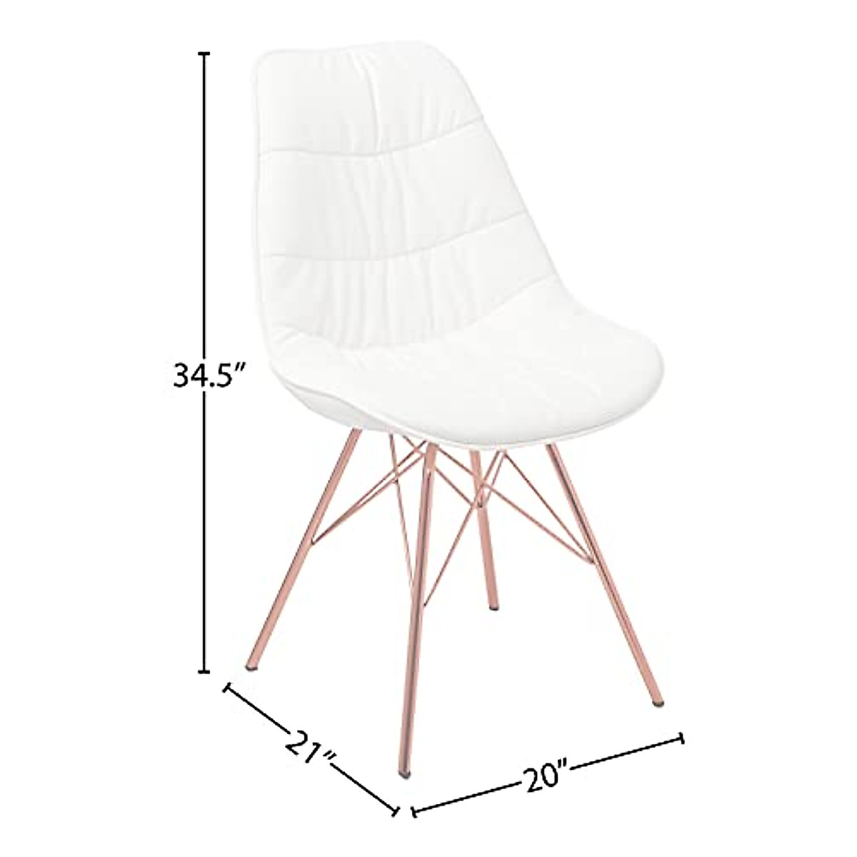 OSP Home Furnishings Langdon Faux Leather Task Chair with Rose Gold Base, White