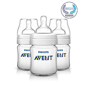 Philips Avent Anti-colic Baby Bottles Clear, 4oz, 3 Piece