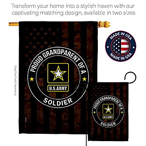 US MILITARY Army Proud Grandparent Soldier Armed Forces Double-Sided Lawn Decoration Gift House Garden Yard Banner United State American Military Veteran, 12" x 18.5 Made in USA