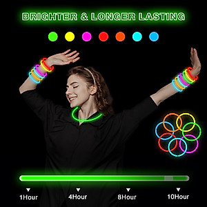 JICUICUI Ultra Christmas Bright Glow Sticks - 500 Party Pack with Connectors for Christmas, Neon Birthday and Holidays - Multicolor 8" Glow Sticks Necklaces Bulk