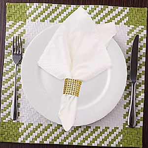 Wotoban Bling Napkin Rings Set of 150, Rhinestone Gold Napkin Rings Diamond Adornment Napkin Holder Bulk for Wedding, Dinner, Party, Table Decorations, Gold