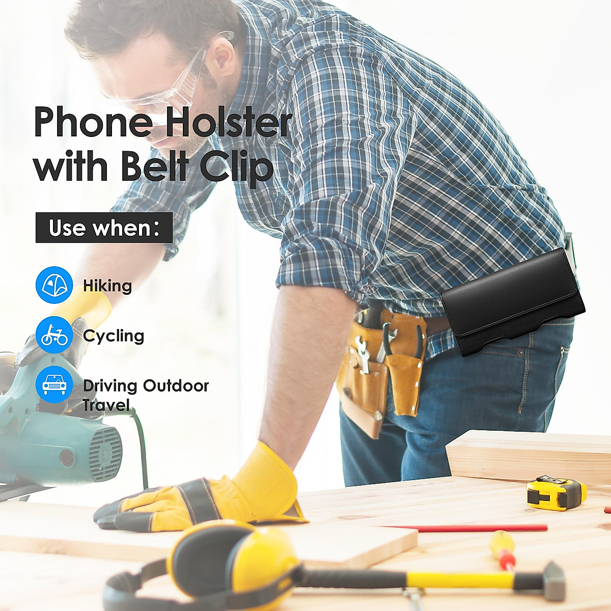 Mopaclle Phone Holster for iPhone 13 Mini, 12 Mini, 11 Mini, iPhone SE, iPhone 8 7 6 6s Holster Case, Galaxy S7 S6 S5 Belt Clip Case,Cell Phone Belt Holder Pouch Cover (Fits with Thin Case on)