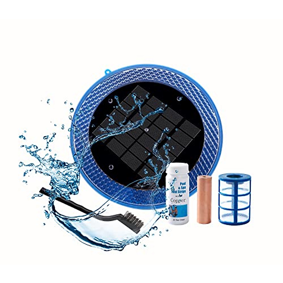 BLUE WORKS Solar Pool Ionizer - Pool Ionizer Solar Powered, Long Lasting Cooper Anode up to 32,000 Gallons, 85% Less Chlorine