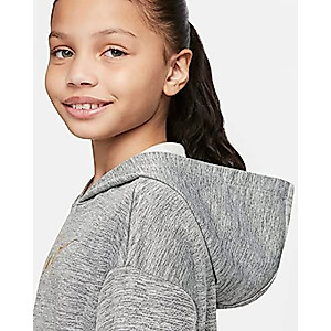 Nike Therma-FIT Big Kids' (Girls') Pullover Hoodie Black Heather (as1, alpha, m, regular, Standard, Black Heather, Medium)