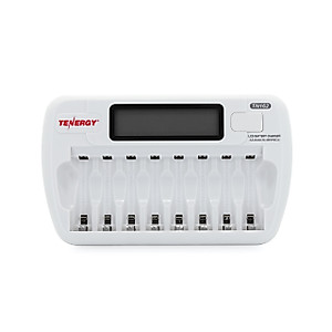 Tenergy TN162 8-Bay Smart LCD Battery Charger for Rechargeable AA/AAA NiMH/NiCd Batteries