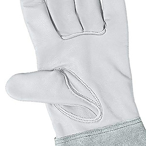 Amazon Basics Leather Gardening Gloves with Forearm Protection, Natural, L