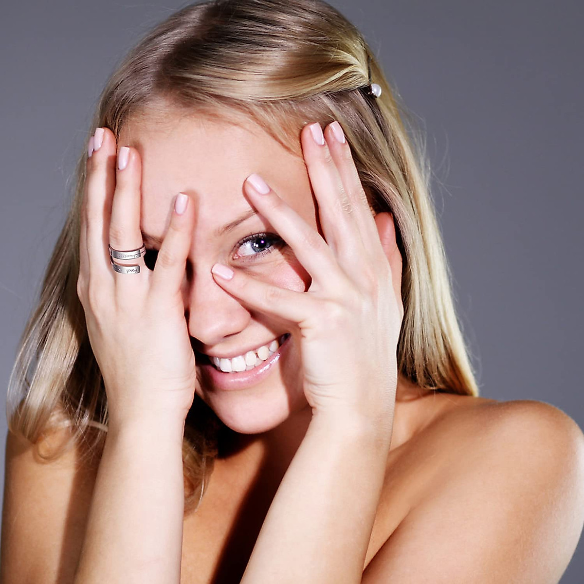 XOYOYZU Inspirational Rings for Women Adjustable Statement Stainless Steel Spiral Wrap Twist Ring Encouragement Personalized Jewelry Birthday Gifts (Keep Going)