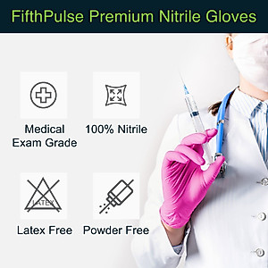 Fuchsia Hot Pink Nitrile Disposable Gloves - 50 Count - 3 Mil Nitrile Gloves Small - Powder and Latex Free Rubber Gloves - Surgical Medical Exam Gloves - Food Safe Cooking Gloves