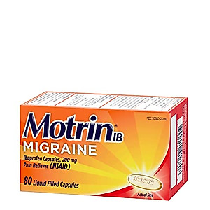 Motrin IB Migraine Liquid Gel Caps, Ibuprofen 200 mg, Migraine Relief Medicine, 80 Ct
