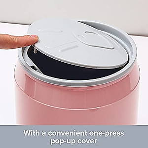 Soda Can Trash Bin - One Press Trash Can with Lid - Waterproof Plastic Garbage Can w/ Removable Top Cover - Kitchen Trash Can - Bathroom Wastebasket 9.8"x11.8" Large Trash Can - 13L/3.4Gal Capacity, Pink