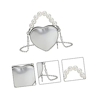 TENDYCOCO 5pcs Bag Fashion Heart-shaped Body Gifts Pearl Heart Valentines Wrist Shoulder Silver for Cross Women Clutch Chic Mini Chain Handle Crossbody Day Tote Girl Shaped Evening Purse