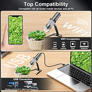 Bysameyee 4K HD Wi-Fi Wireless Digital Microscope Camera Magnifier, Compatible for iPhone, iPad, Android Phones and PC