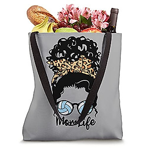 Mom Life Messy Bun Curly Hair Volleyball Player Mom Tote Bag