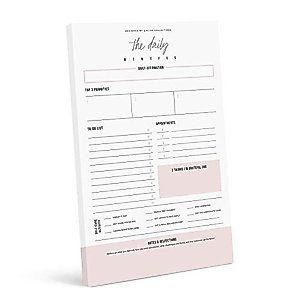 Bliss Collections Daily Planner, Simple Pink Self-Care Calendar, Organizer, Scheduler, Productivity Tracker for Organizing Goals, Tasks, Notes, to-Do Lists, 6"x9" Undated Tear-Off Sheets (50 Sheets)