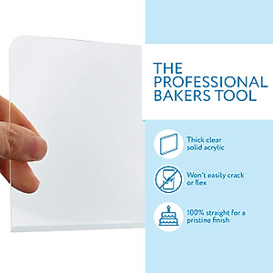 Impresa 12 inch Clear Acrylic Icing Frosting Buttercream Large Cake Smoother Scraper - BPA Free