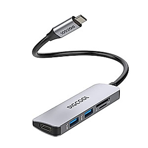 DIGCOOL USB C Hub, 5 in 1 USB C Dongle, USB C to HDMI Multiport Adapter 4K HDMI 2 USB 3.0 Ports SD/TF Card Reader for MacBook, Mac Pro, iPad Pro, XPS, and More