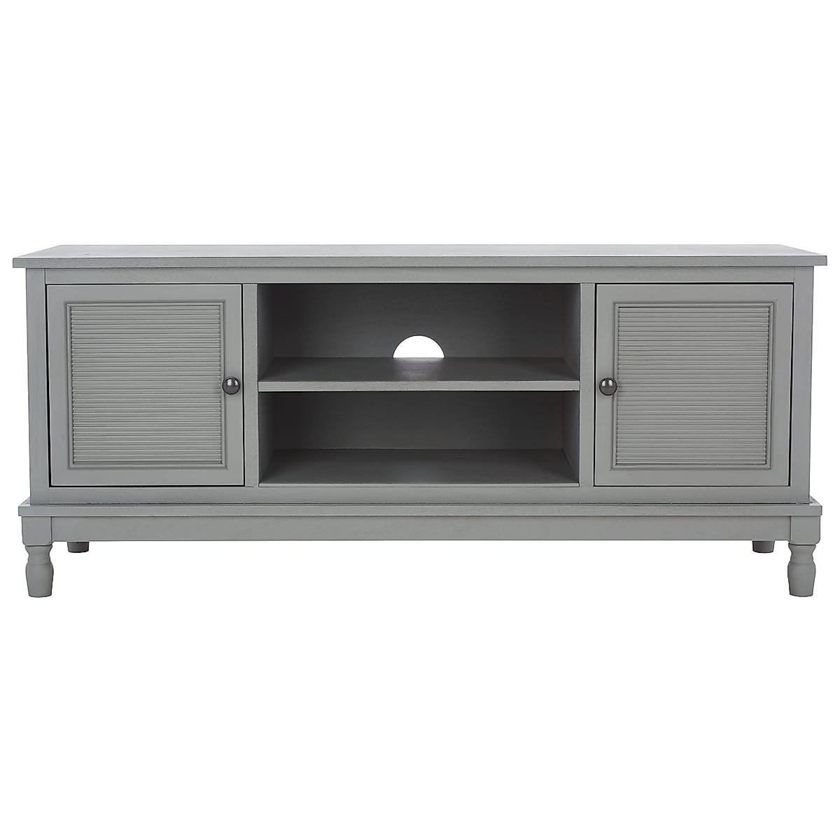 SAFAVIEH Home Collection Ryder Distressed Grey 2-Door 1-Shelf Entertainment Media Stand up to 55" Flatscreen TV