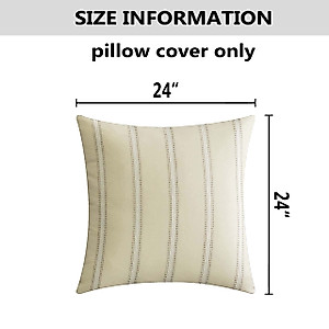 Home Brilliant Large Throw Pillow Covers, Lace Stripes Euro Sham for Outdoor Indoor Garden Patio, Set of 2, 24x24 inch(60cm), Brown