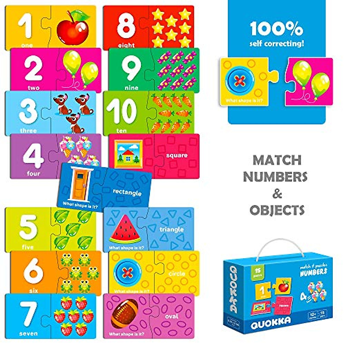 5X MEGASET Toddler Puzzles Ages 2-4 - Matching Games for Kids Ages 3-5 by QUOKKA - Numbers Animals Opposites ABC Learning for Toddlers 1-3 Year Old - Educational Toy Activities for Boy and Girl