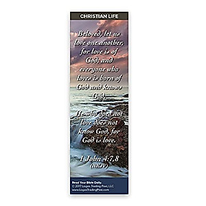 Christian Bookmark with Bible Verse, Pack of 25, Christian Life Themed, Beloved, Let Us Love One Another, 1 John 4:7-8