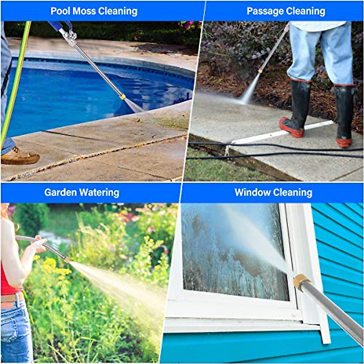 Hydro Jet High Pressure Power Washer Gun, Pressure Power Hose Nozzle Washer Wand Nozzle Glass Window Cleaning Sprayer for Car Home Garden Washing, Wash Mitt and Soap Dispenser