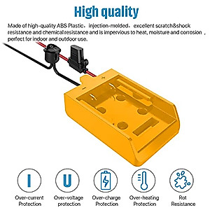 Power Wheel Adapter with Fuse & Switch, Secure Battery Adapter for Dewalt 20V Lithium Battery with 12 Gauge Wire, Good Power Convertor for DIY Ride On Truck, Robotics, RC Toys and Work Lights
