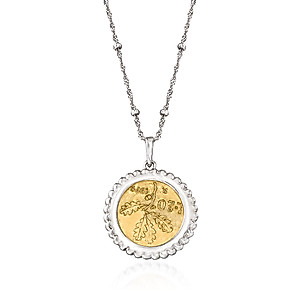 Ross-Simons Italian Genuine 20-Lira Coin Pendant Necklace in Sterling Silver. 18 inches