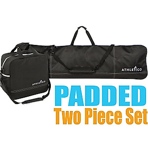 Athletico Padded Two-Piece Snowboard and Boot Bag Combo | Store & Transport Snowboard Up to 165 CM and Boots Up To Size 13 | Includes 1 Padded Snowboard Bag & 1 Padded Boot Bag (Black)